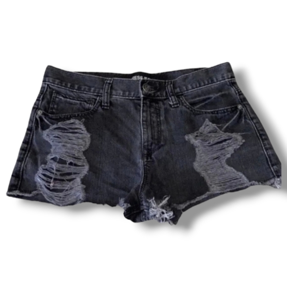 Express | Shorts | Womans Distressed Black Denim Cut Off Shorts By ...